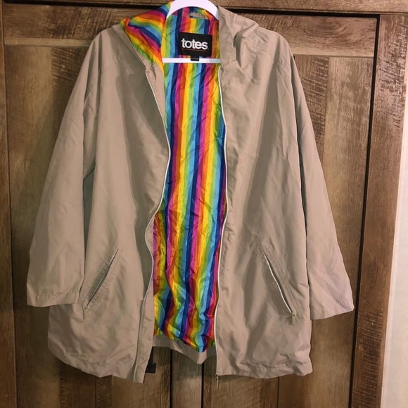 totes | Jackets & Coats | Totes Beige Rainbow Rain Jacket | Poshmark